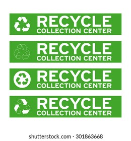 Recycle Collection Center Sign Vector Set Stock Vector (Royalty Free ...