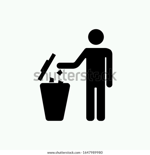 Recycle Icon Man Throwing Trash Into Stock Vector (Royalty Free ...