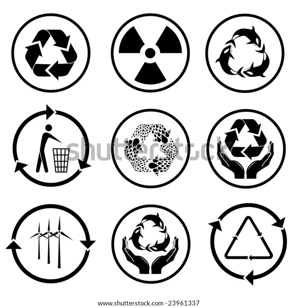 Recycle Icons Black White Stock Vector (Royalty Free) 23961337
