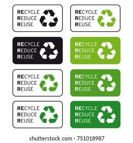 Recycle Reduce Reuse Signs Vector Set Stock Vector (Royalty Free) 751018987