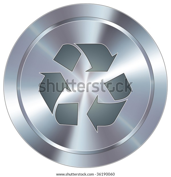 Recycle Symbol Icon On Round Stainless Stock Vector (Royalty Free) 36190060