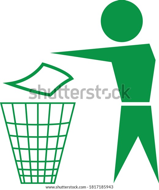 Recycle Symbol Stick Man Throwing Trash Stock Vector (Royalty Free ...