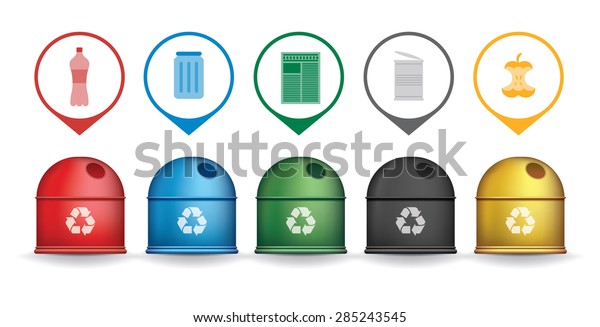 Recycle Trash Containers Garbage Icons Vector Stock Vector (Royalty ...