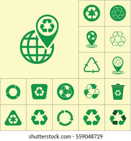 Recycle World Location Icon On Yellow Stock Vector (Royalty Free ...