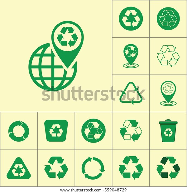 Recycle World Location Icon On Yellow Stock Vector (Royalty Free ...