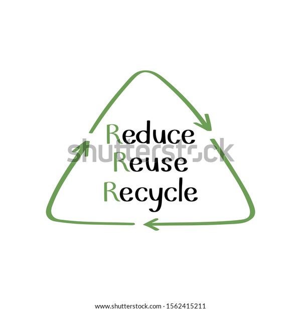Recycling Concept Reduce Reuse Recycle Text: เวกเตอร์สต็อก (ปลอดค่า ...
