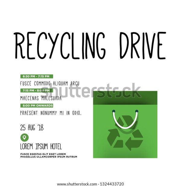 Recycling Drive Invitation Design Where When Stock Vector (Royalty Free ...