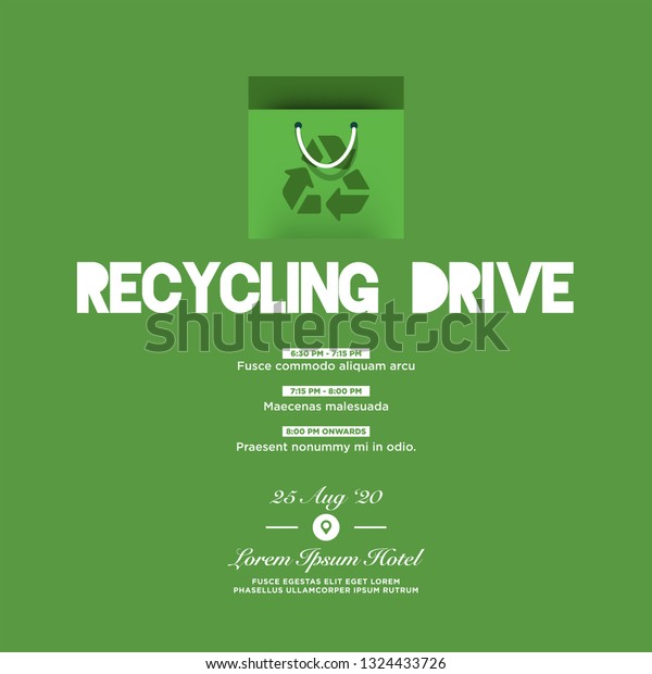 Recycling Drive Invitation Design Where When: vector de stock (libre de ...