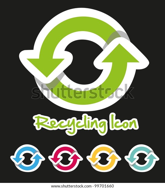 Recycling Icon Set Colors Isolated On Stock Vector (Royalty Free ...