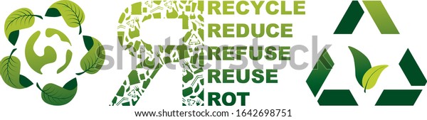 Recycling Symbols Environmental Symbols Circle Triangle Stock Vector ...