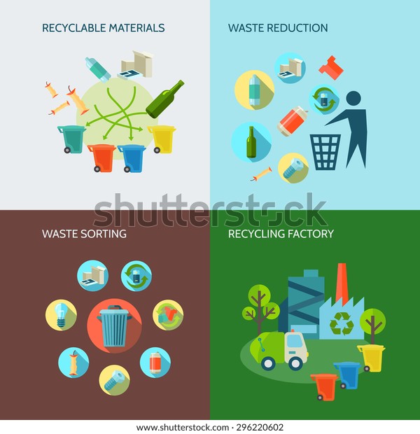 Recycling Waste Reduction Icons Set Materials Stock Vector (Royalty ...