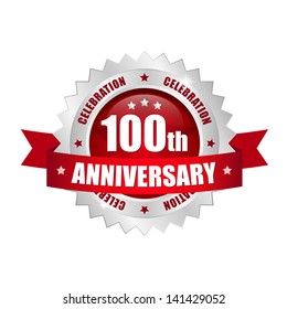 Red 100 Year Anniversary Button Stock Vector (Royalty Free) 141429052 ...