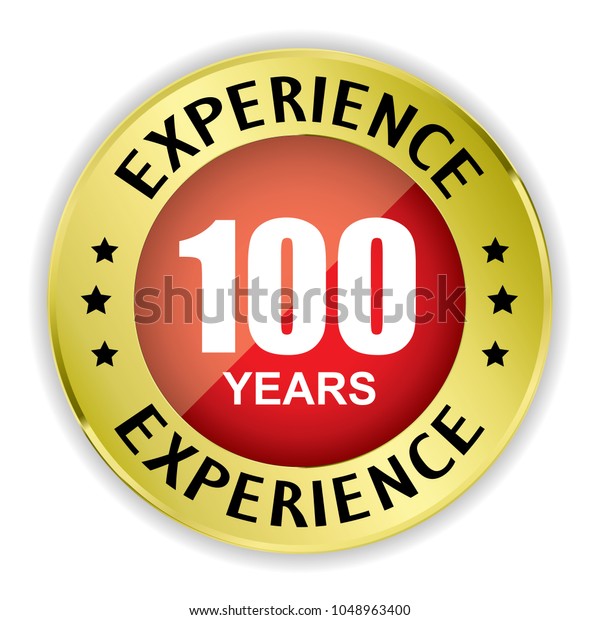 Red 100 Years Experience Badge Gold Stock Vector (Royalty Free ...
