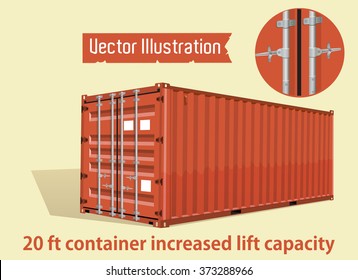 Vektor Stok Red 20 Foot Container Increased Lift (Tanpa Royalti ...