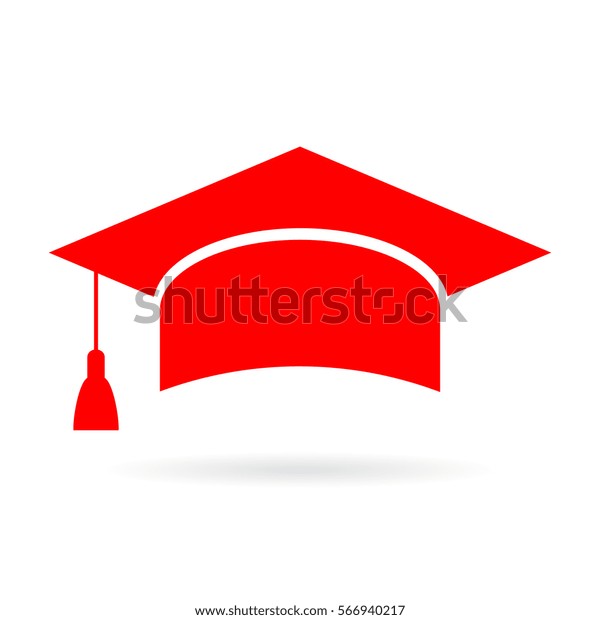 Red Academic Graduate Cap Icon Vector Stock Vector (Royalty Free) 566940217