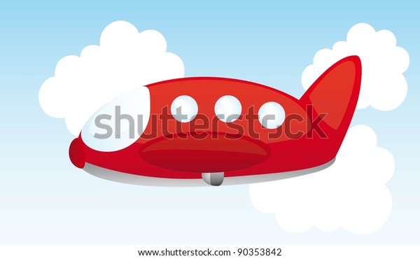Red Air Plane Cartoon Over Sky Stock Vector (Royalty Free) 90353842 ...