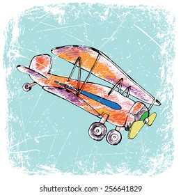 Red Airplane Yellow Propeller Funny Hand Stock Vector (Royalty Free ...