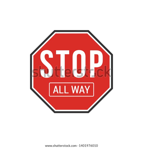 Red All Way Stop Sign Isolated Stock Vector (Royalty Free) 1401976010 ...