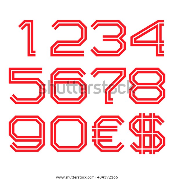Red Angular Capital Numbers Euro Dollar Stock Vector (Royalty Free ...