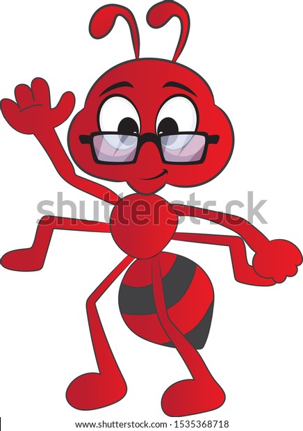Red Ant Character Greeting Isolated On Stock Vector (Royalty Free ...