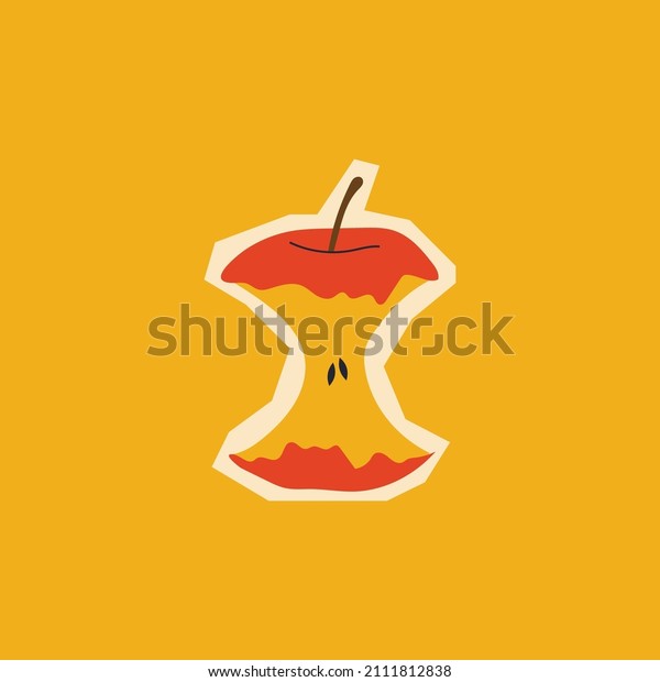 Red Apple Core On Yellow Background Stock Vector (Royalty Free ...