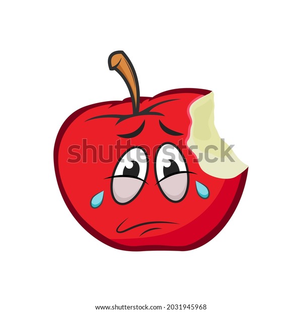 Red Apple Emoticon Sad Vector Graphics Stock Vector (Royalty Free ...