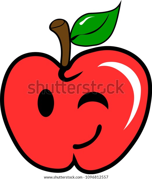 Red Apple Icon Cartoon Style Bitmap Stock Vector (Royalty Free) 1096812557