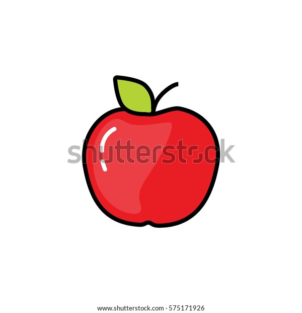 Red Apple Leaf Outline Flat Icon Stock Vector (Royalty Free) 575171926 ...