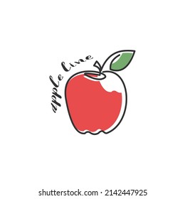 Red Apple Line Art Logo Design Stock Vector (Royalty Free) 2142447925 ...