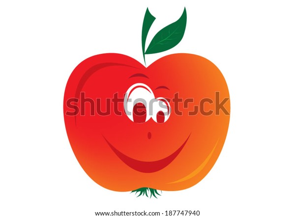 Red Apple Smile Fruit Stock Vector (Royalty Free) 187747940 | Shutterstock