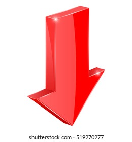 Red Arrow Down Web 3d Icon Stock Vector (Royalty Free) 519270277 ...