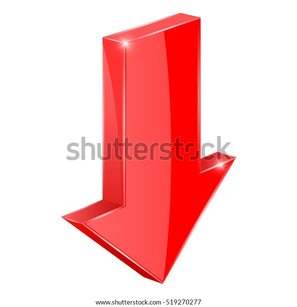Red Arrow Down Web 3d Icon Stock Vector (Royalty Free) 519270277 ...