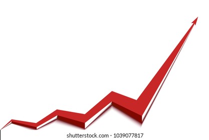 Red Arrow Graph Goes White Background Stock Vector (Royalty Free) 695950513