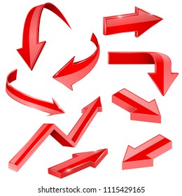 Set Red 3d Shiny Arrows Illustration Stock Illustration 1402595558 ...