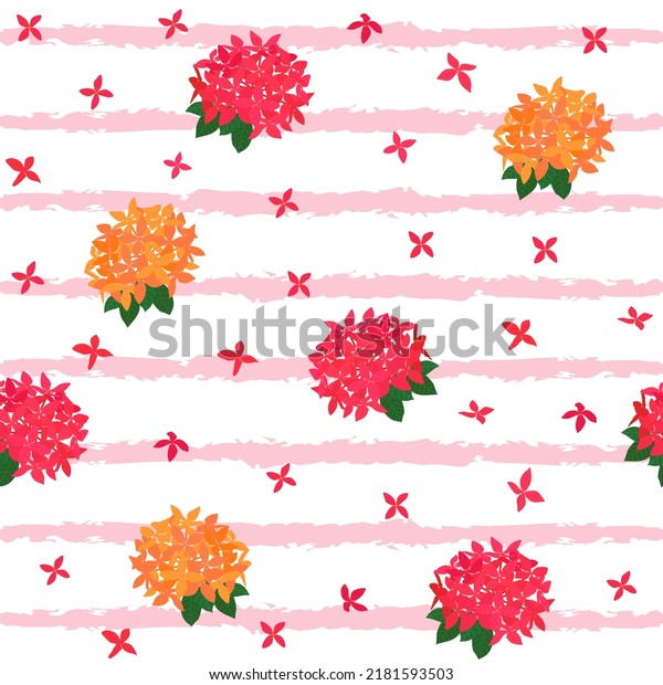 Red Asoka Flower Pattern Exotic Floral Stock Vector (Royalty Free ...