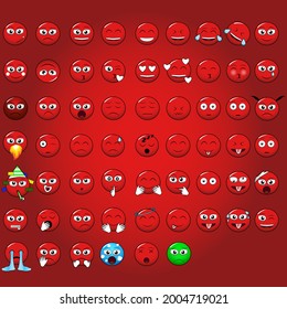 Red Background Beautiful Red Emojis Stock Vector (Royalty Free ...