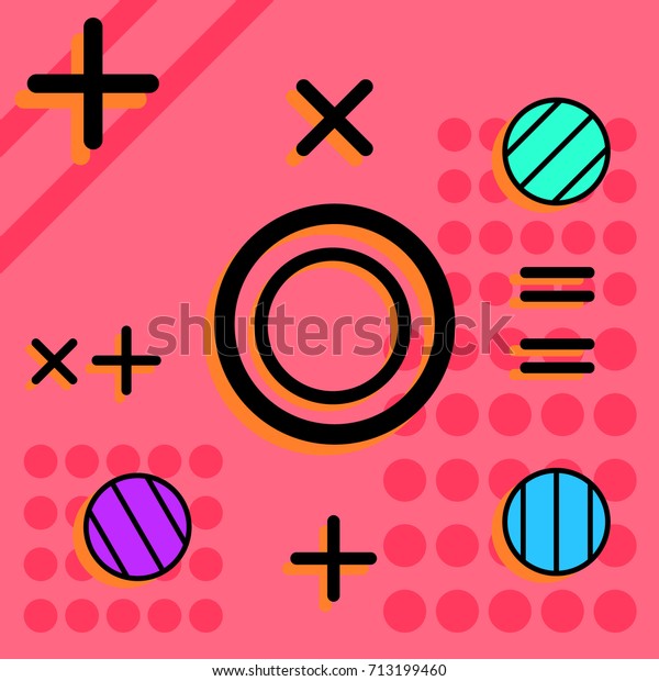 Red Background Different Symbols Multicolored Circles Stock Vector ...