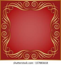 Red Background Golden Border: vector de stock (libre de regalías ...