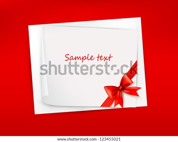Red Background Sheet Paper Red Bow Stock Vector (Royalty Free ...