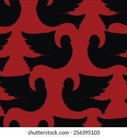 Red Background Silhouettes Doves Stock Vector (Royalty Free) 256395103 ...