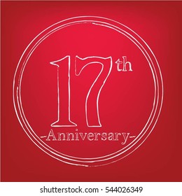 Red Background White Circles 17th Anniversary Stock Vector (Royalty ...