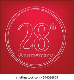 Red Background White Circles 28th Anniversary Stock Vector (Royalty ...