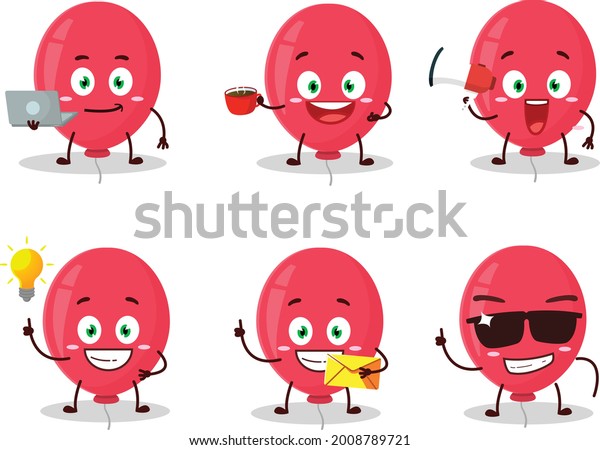 Red Balloon Cartoon Character Various Types Stock Vector (Royalty Free ...