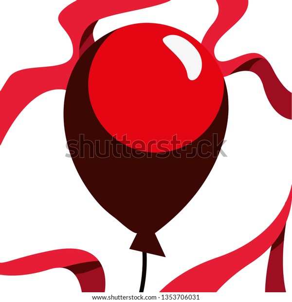 Red Balloon Ribbon Icon Stock Vector (Royalty Free) 1353706031 ...