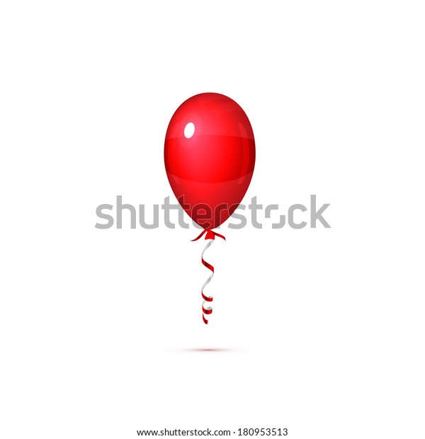 Red Balloon Ribbon Isolated On White Stock Vector (Royalty Free ...