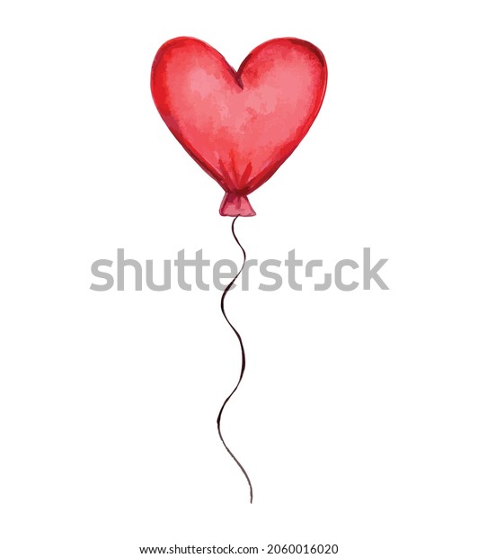 Red Balloon Shape Heart On White Stock Vector (Royalty Free) 2060016020 ...