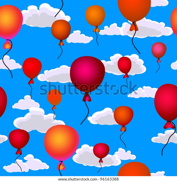 Red Balloons Flying Sky Seamless Stock Vector (Royalty Free) 96163388 ...