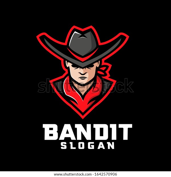 Red Bandit Character Logo Icon Design Stock Vector (Royalty Free ...