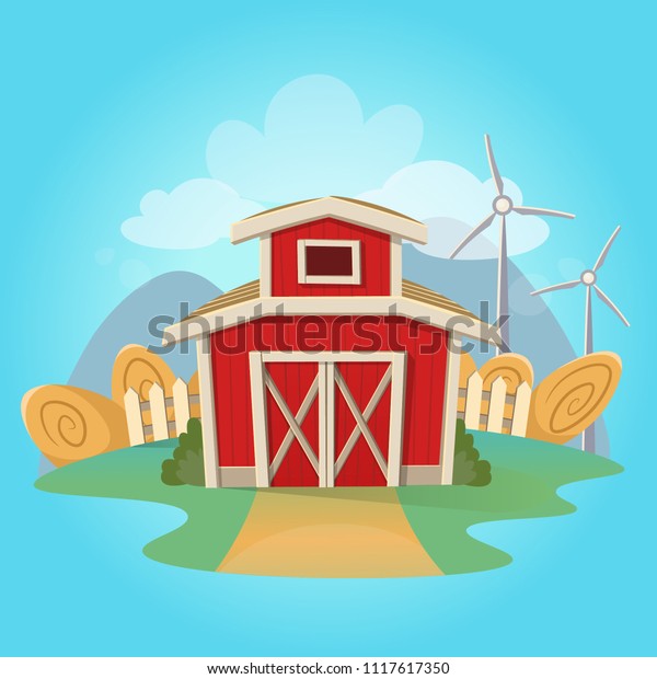 Red Barn Vector Illustration Farm Stock Vector (Royalty Free ...