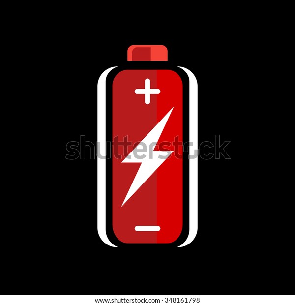Red Battery Charge Icon Charged Sign Stock Vector (Royalty Free ...